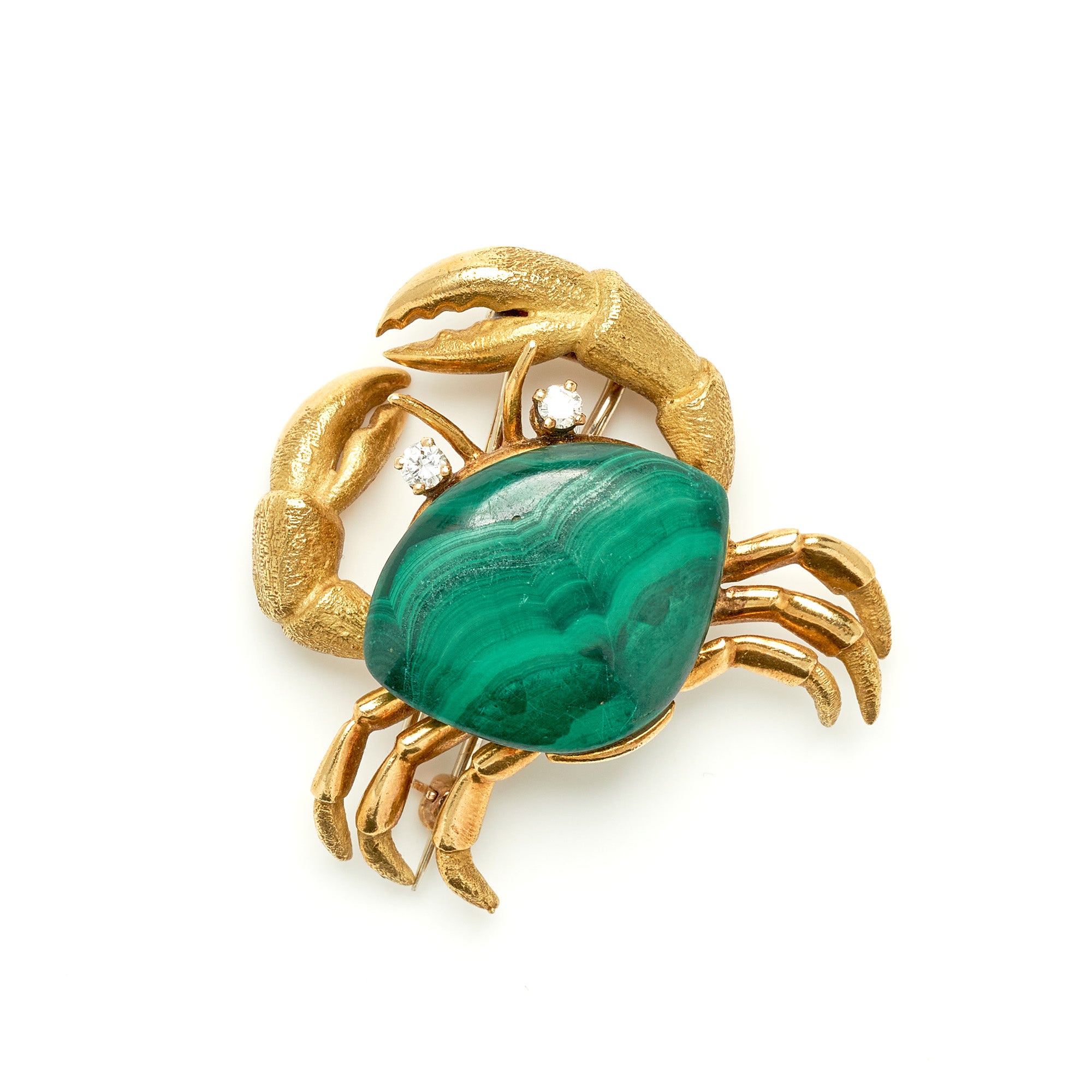 Estate Malachite and Diamond Crab Pin – Spicer Greene Jewelers