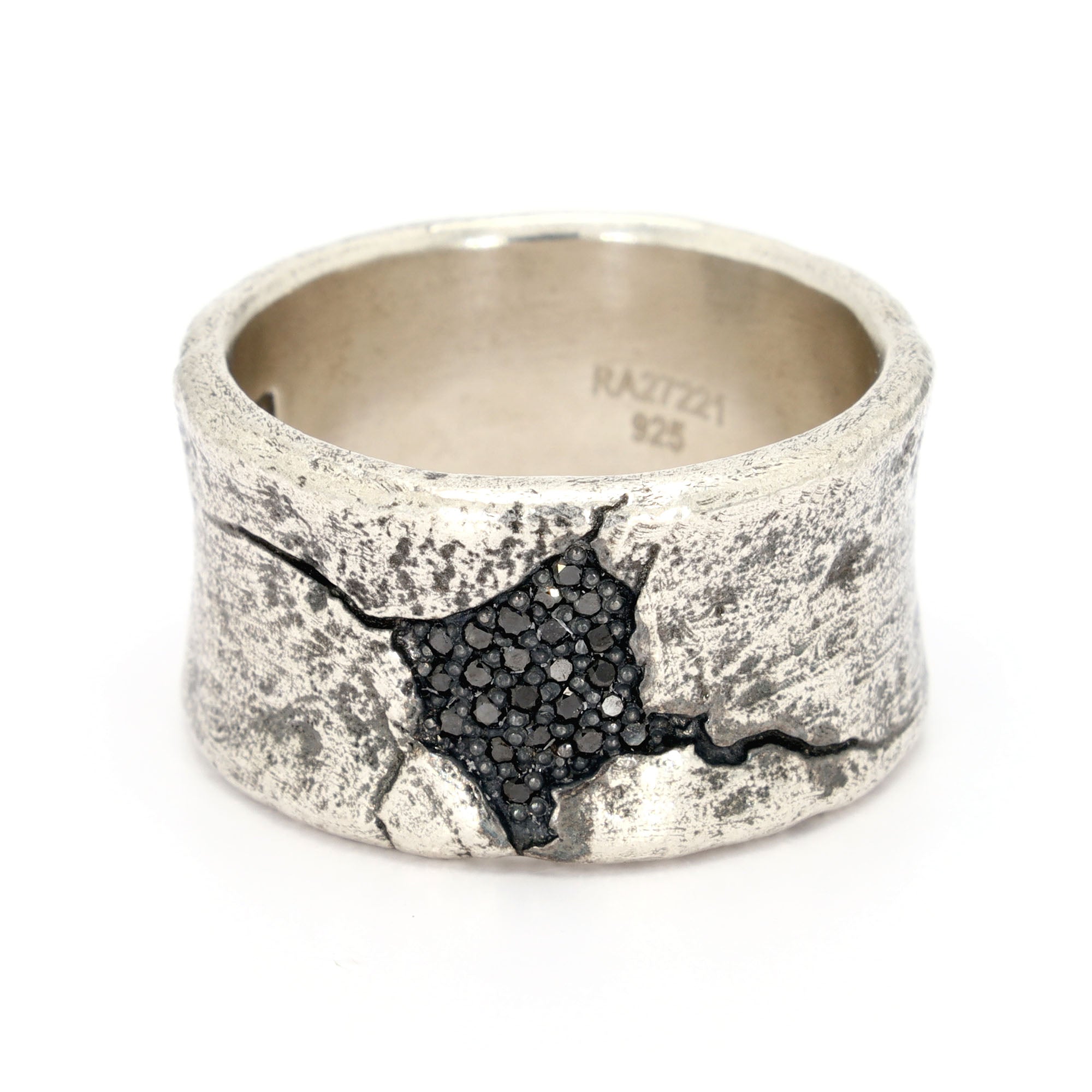 John Varvatos Distressed Silver Ring with Black Diamonds – Spicer ...