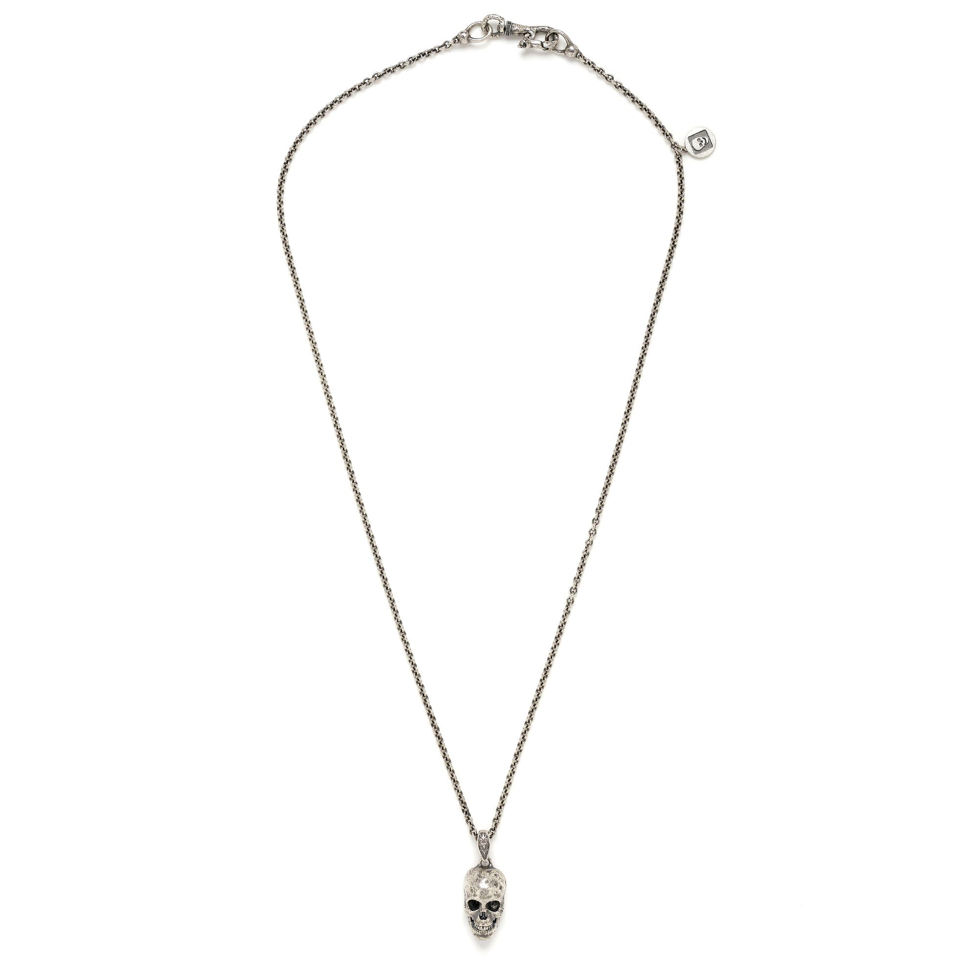 John Varvatos SILVER DISTRESSED SKULL NECKLACE – Spicer Greene Jewelers